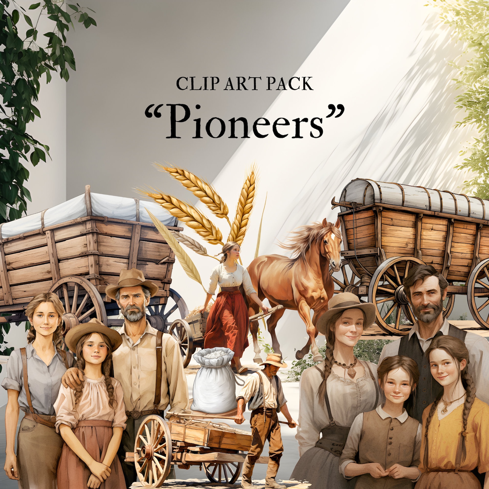 Pioneers Clip Art Pack Bible Christian LDS Transparent Background - Etsy
