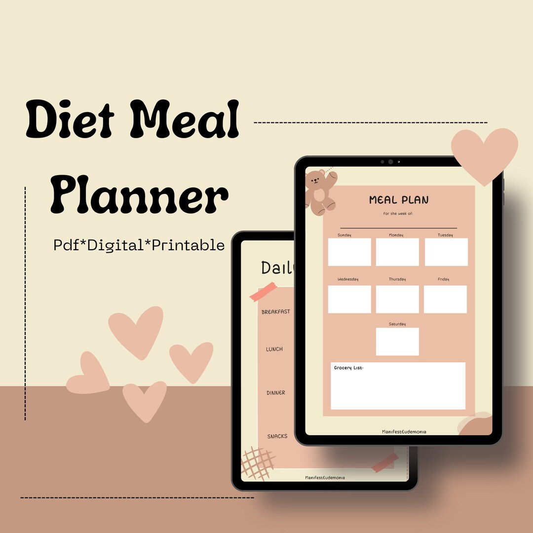 Meal Planner Printable, Weekly, Daily, Diet, Fitness, Health, Grocery ...