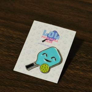 Pickleball Enamel Pin - Happy the Paddle - Cute Pickleball Gift ...