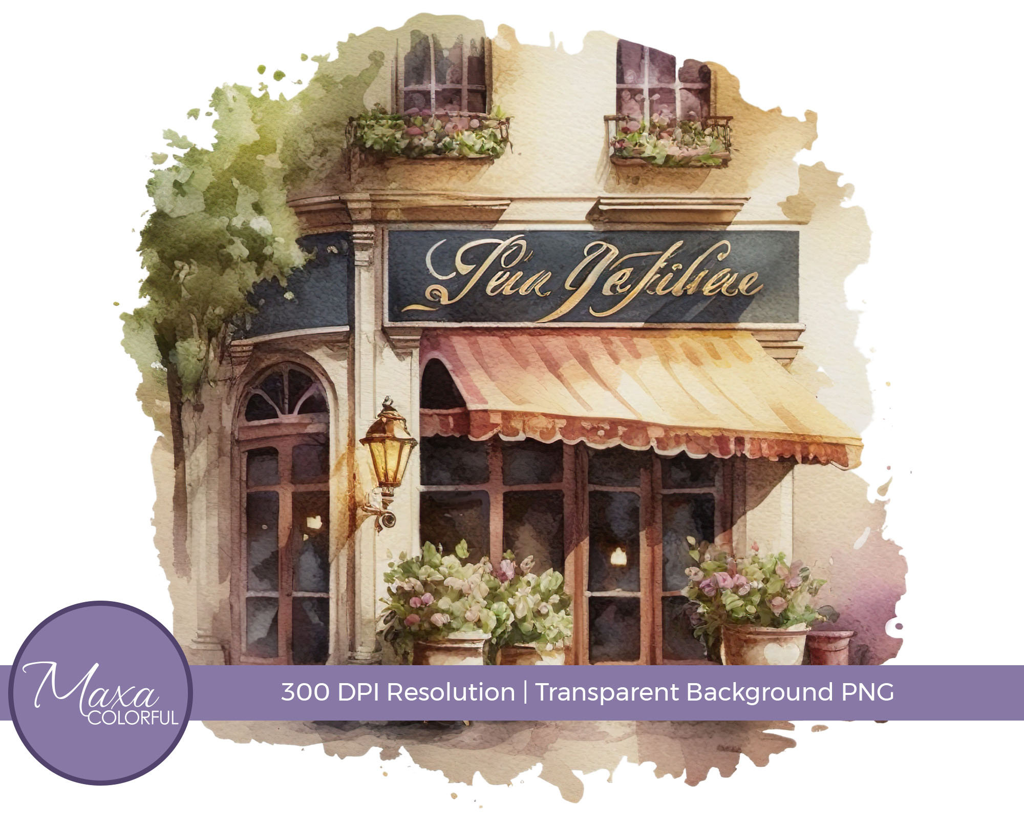 Watercolor Paris Cafe Clipart. Digital Watercolor. Bakery Pastel ...