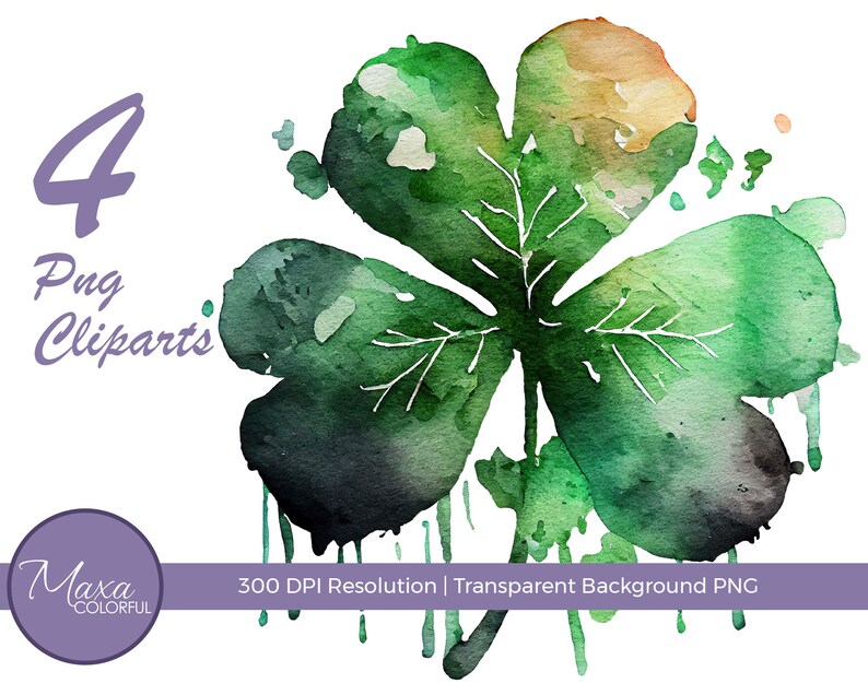Watercolor Shamrock Clipart. Digital Watercolor. Clover Pastel - Etsy
