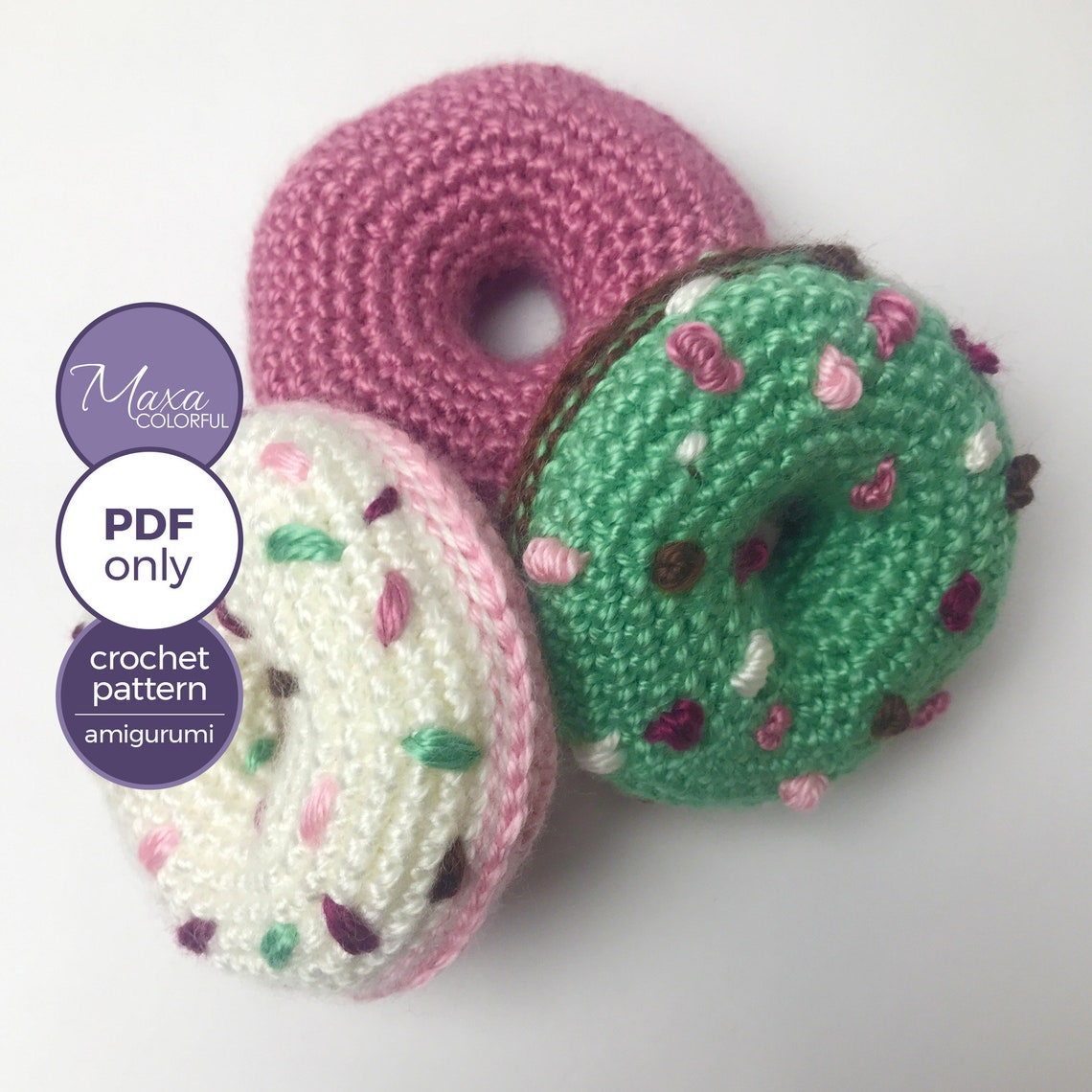 Amigurumi Crochet Pattern Donut. No Sew Amigurumi Tutorial PDF in ...
