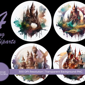 Watercolor Castle Clipart. Digital Watercolor. Medieval Castle - Etsy