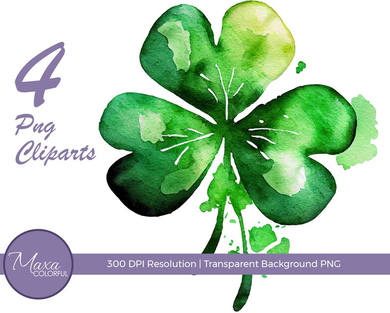 Watercolor Shamrock Clipart. Digital Watercolor. Clover Pastel - Etsy