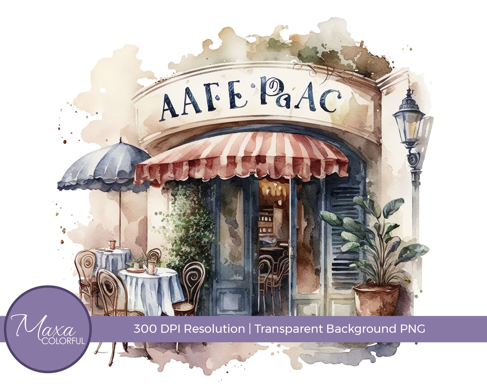 Watercolor Paris Cafe Clipart. Digital Watercolor. Bakery Pastel ...