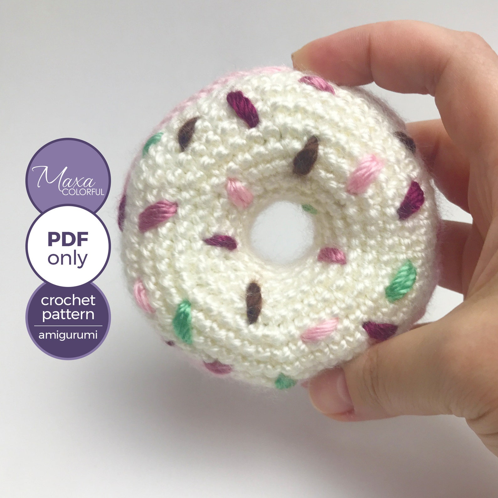 Amigurumi Crochet Pattern Donut. No Sew Amigurumi Tutorial PDF in ...