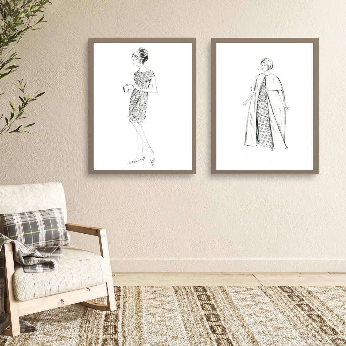 Vintage 1950s Fashion Illustration Printable Art Digital - Etsy