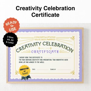 Certificate of Achievement for Creativity Celebration | Creativity ...