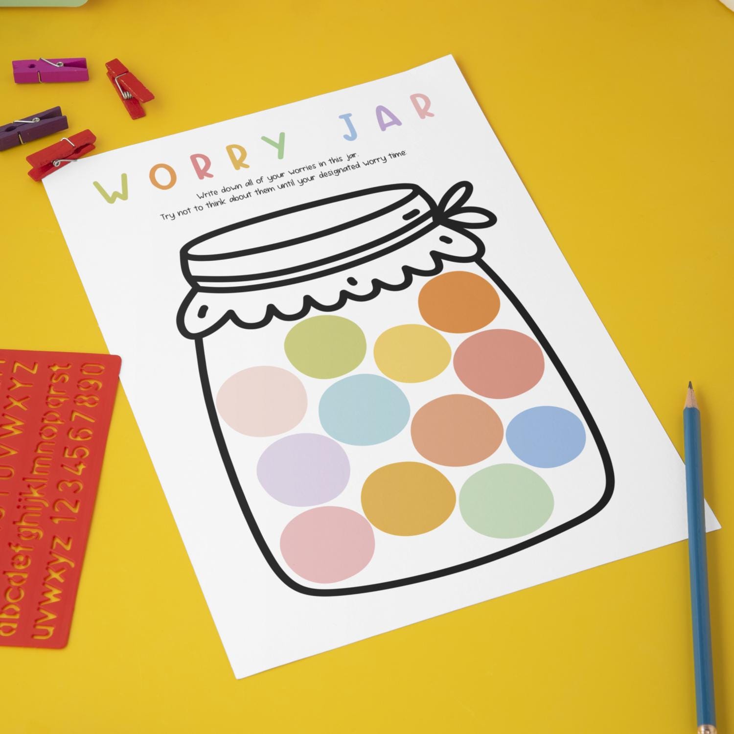 Worry Jar Worksheet: Printable Anxiety Management Tool (PDF Download A4 ...