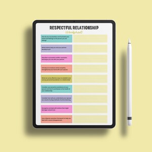 Respectful Relationship Worksheet: Fillable, Instant Download ...