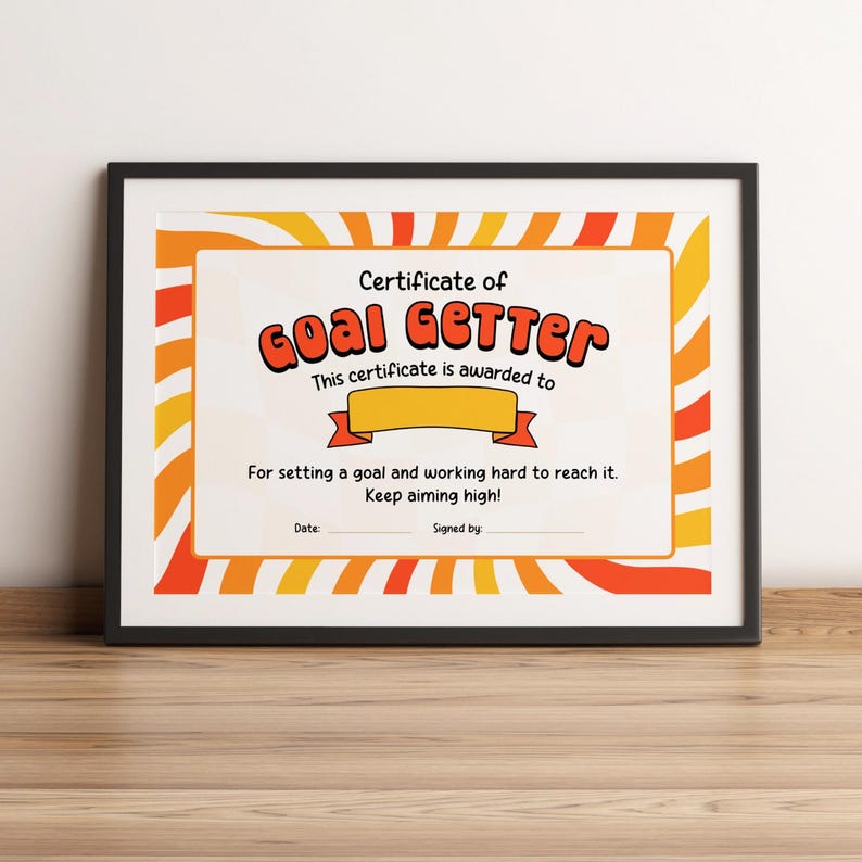Goal Getter Certificate of Achievement | Hard Work & Determination ...