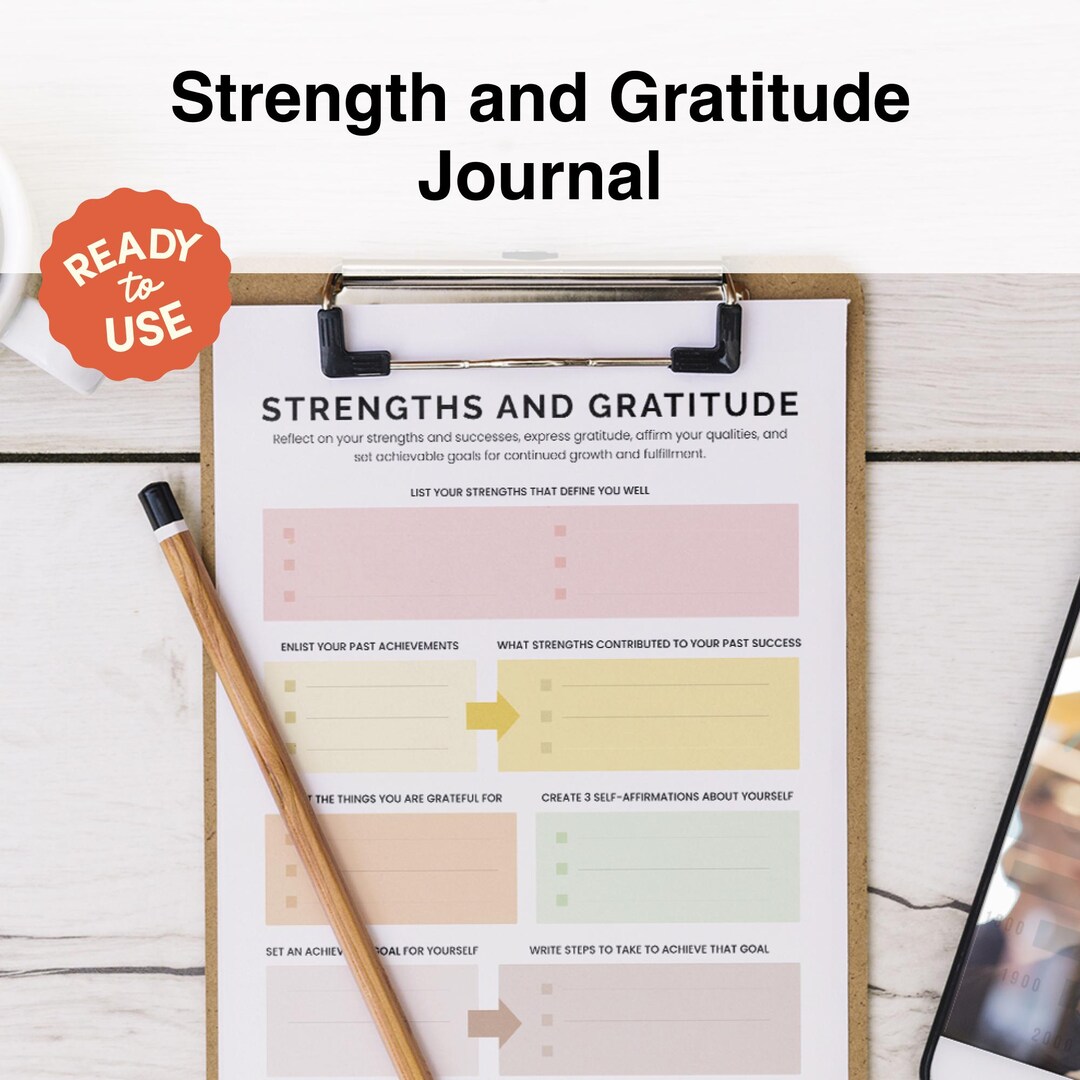 Strength and Gratitude Journal | Printable | DBT Therapy Worksheet for ...
