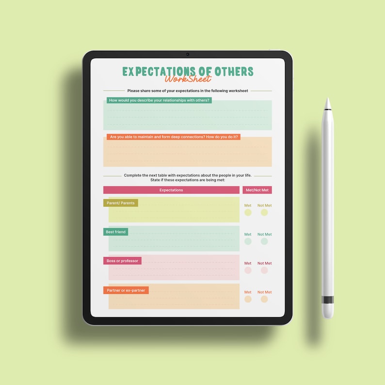 Managing Expectations of Others Worksheet Instant Download & Printable ...