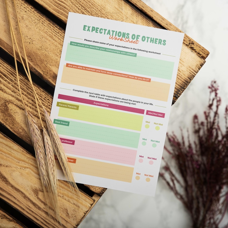 Managing Expectations of Others Worksheet: Fillable, Instant Download ...