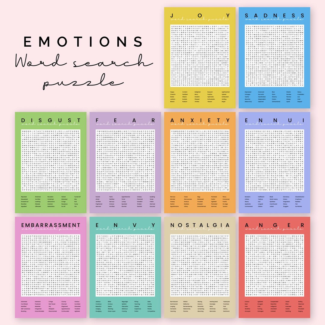 10 Word Search Puzzles for Inside Out Emotions Instant Download ...