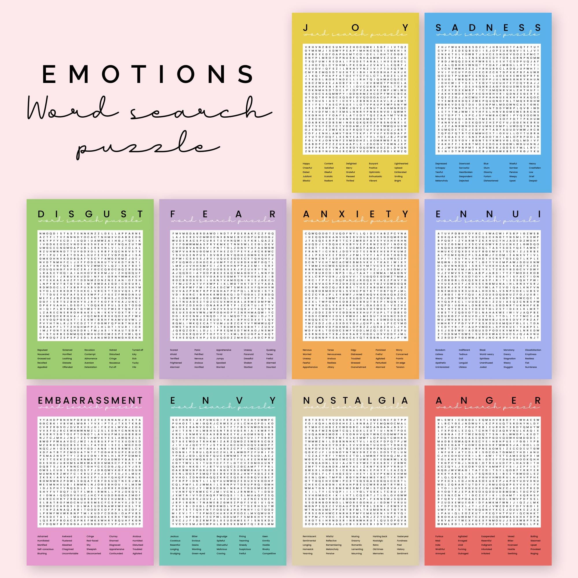 10 Word Search Puzzles for Inside Out Emotions - Instant Download ...