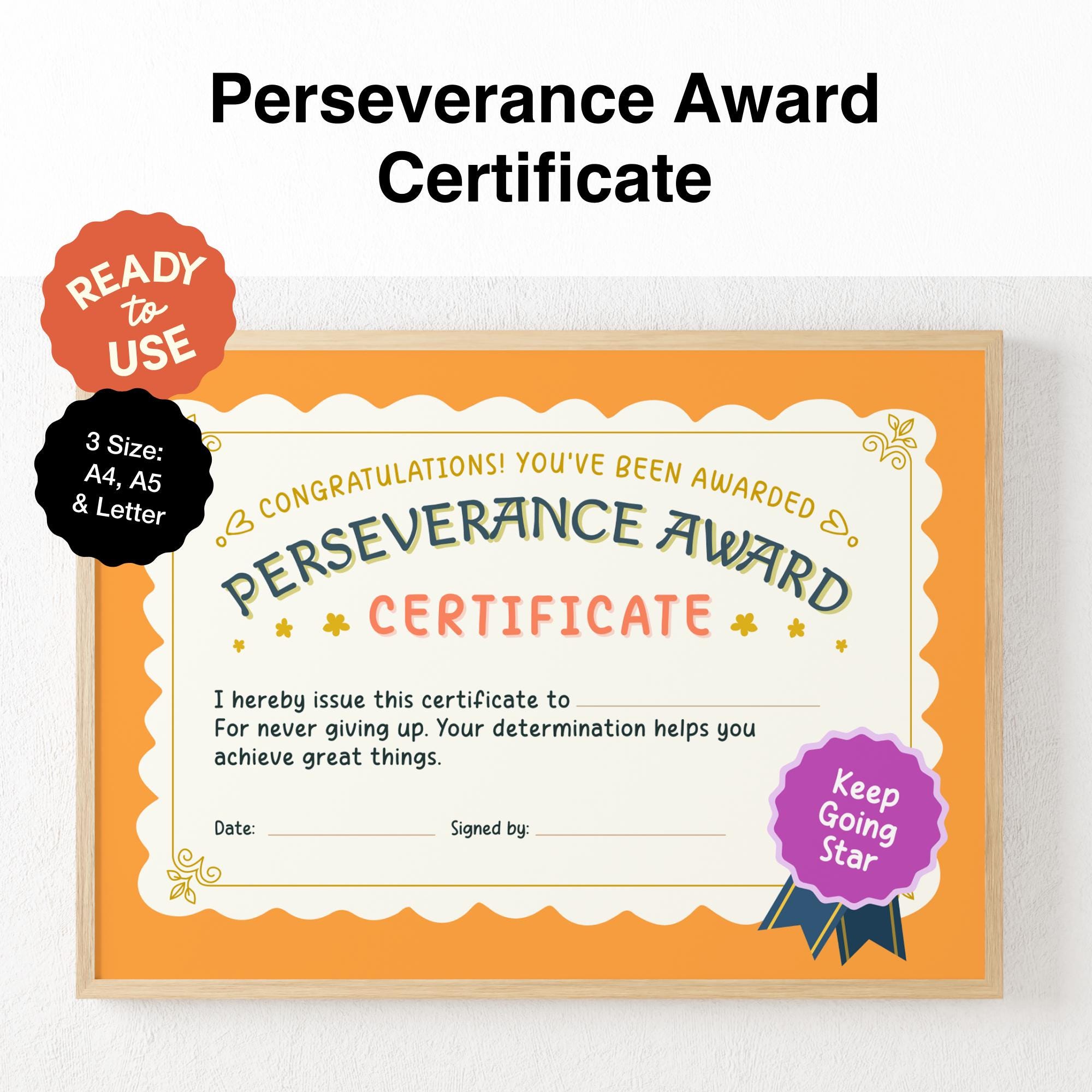 Perseverance Certificate of Achievement | Perseverance Classroom Award ...
