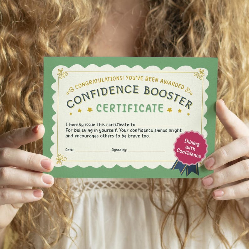 Confidence Booster Certificate of Achievement | Self-belief Recognition ...