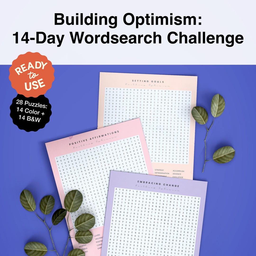 Building Optimism - 14 Word Search Puzzles | Printable | Classroom and ...