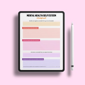 Mental Health Self-esteem Worksheet | Printable & Fillable CBT Resource ...