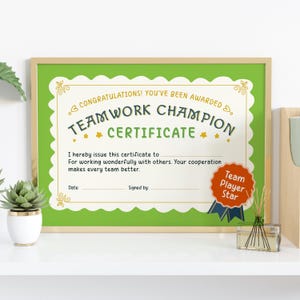 Teamwork Champion Certificate of Achievement Classroom Team Spirit ...