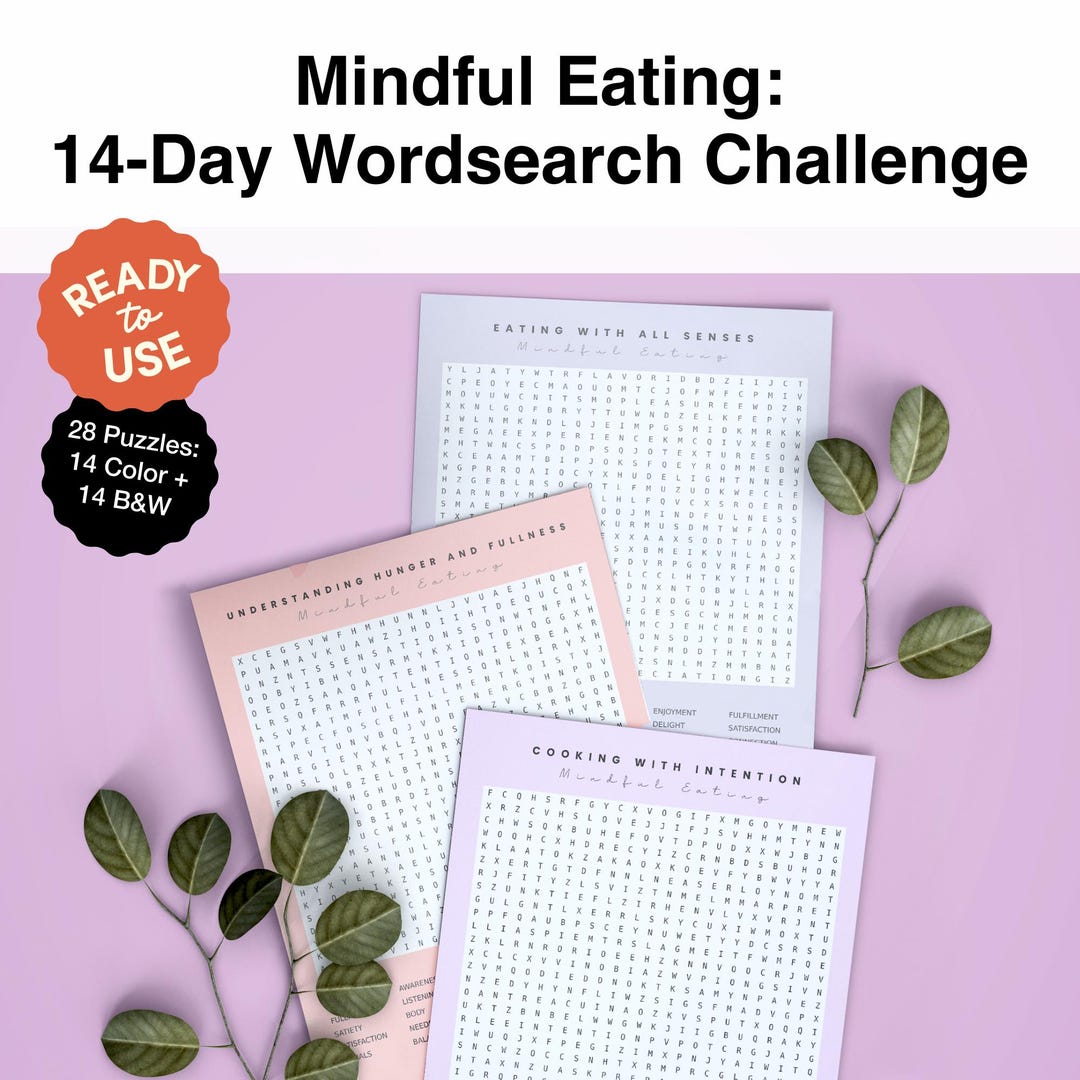 Mindful Eating - 14 Word Search Puzzles | Printable | Classroom and ...