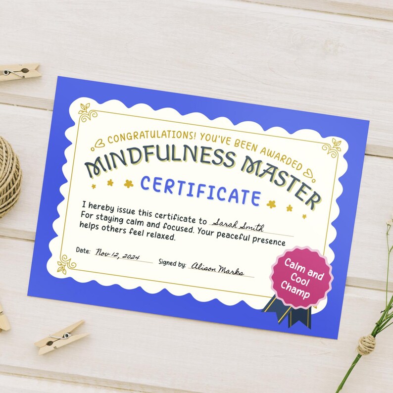 Mindfulness Master Certificate of Achievement | Classroom Reward ...