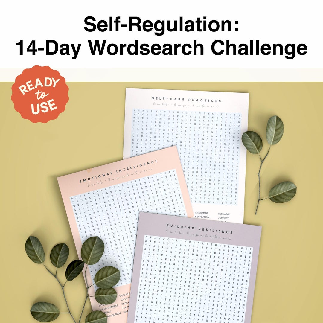 14 Word Search Puzzles for Self-regulation Instant Download & Printable ...