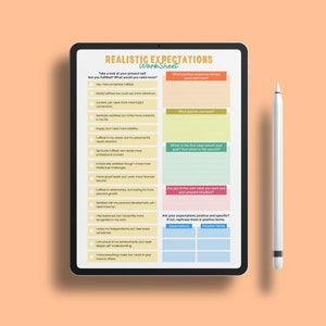 Realistic Expectations Worksheet | Fillable CBT Therapy Tool for Mental ...