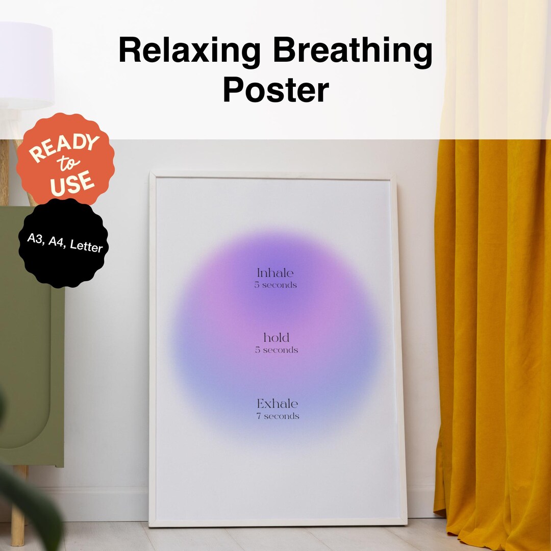 Relaxing Breathing Poster | Printable 5-5-7 Breathing Technique for ...