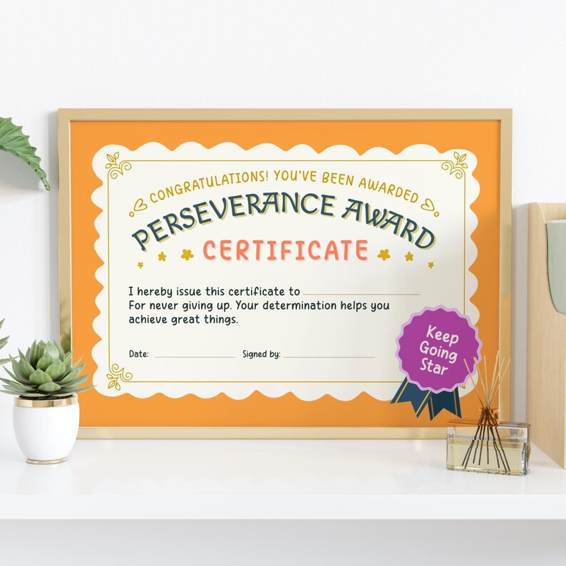 Perseverance Certificate of Achievement | Perseverance Classroom Award ...
