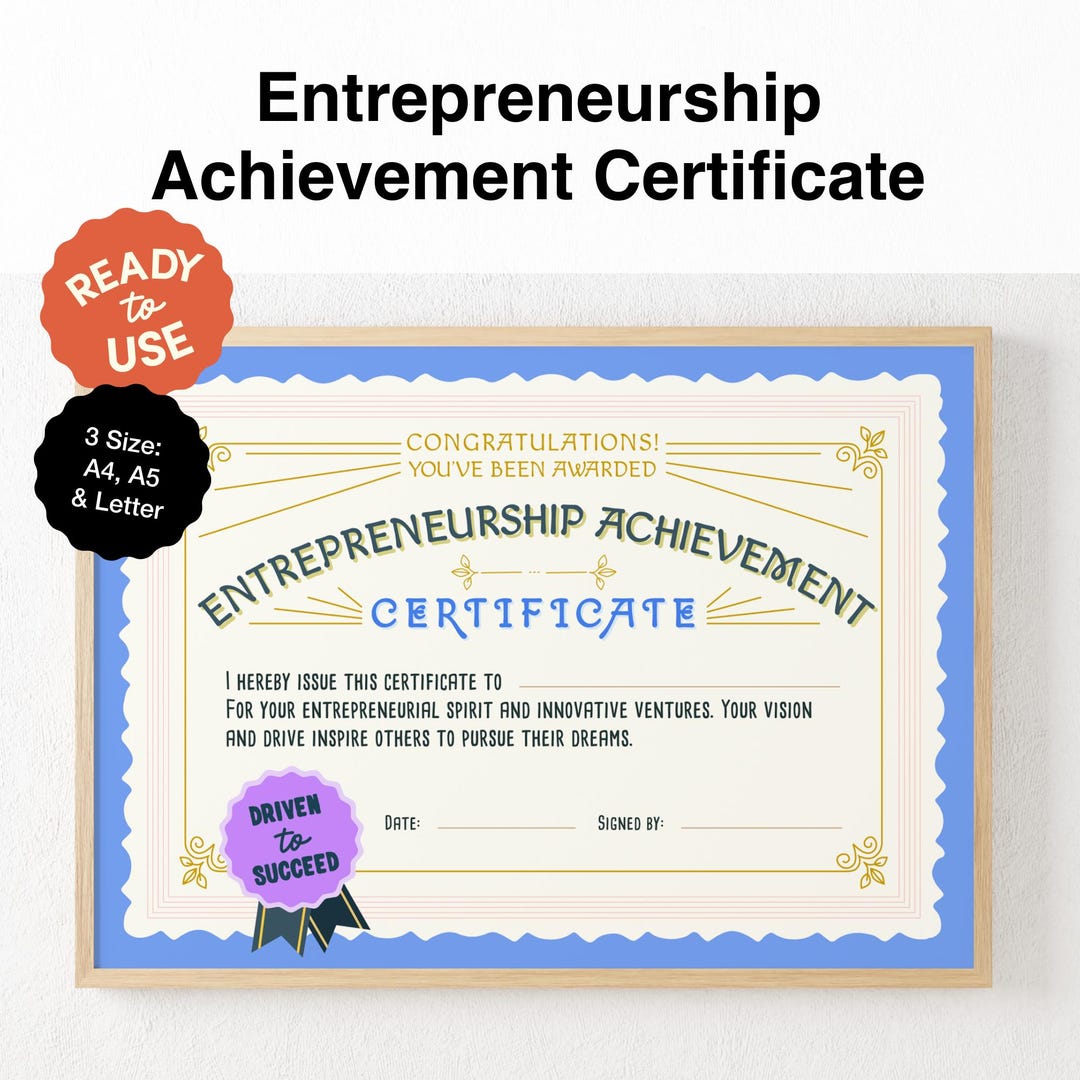 Certificate of Achievement for Entrepreneurship Innovation Certificate ...