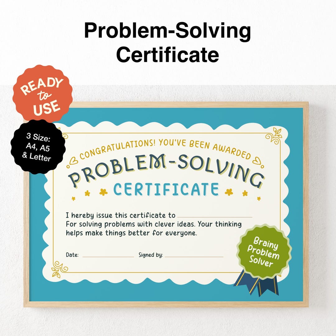 Problem Solving Certificate of Achievement | Creative Thinking ...
