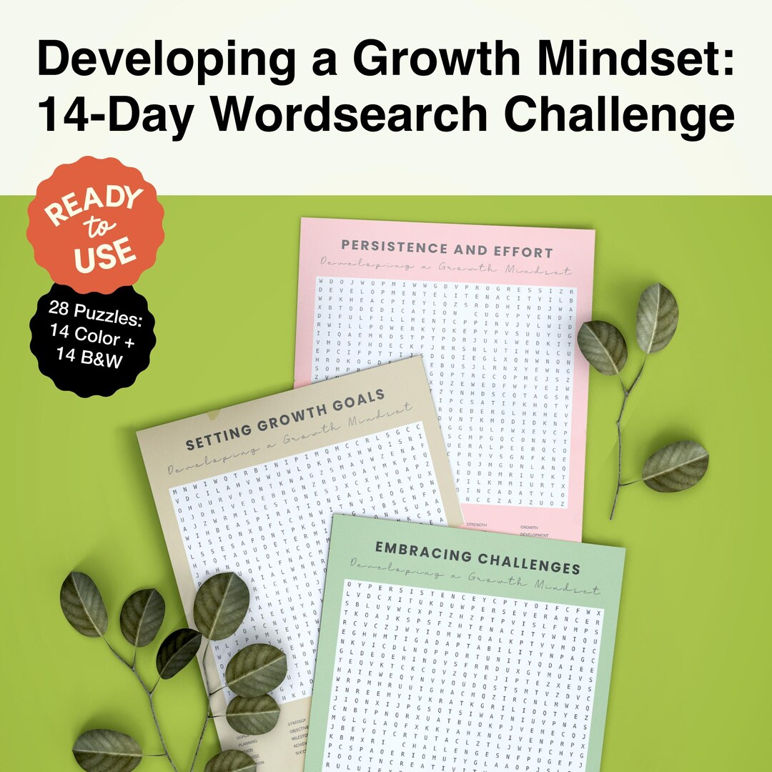 Developing a Growth Mindset-14 Word Search Puzzles | Printable ...