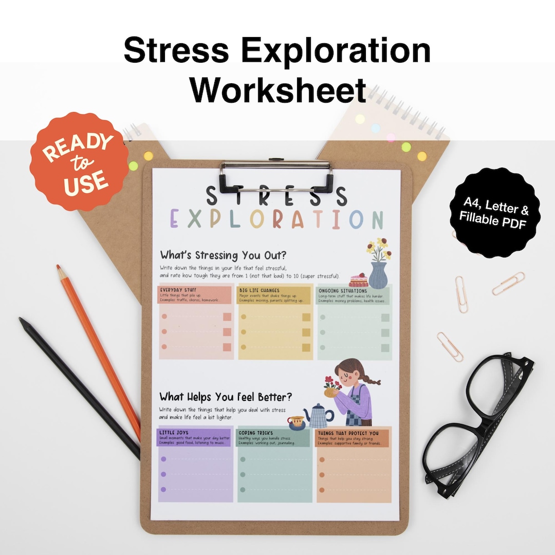 Stress Exploration Worksheet: CBT Therapy, Coping Skills (printable ...
