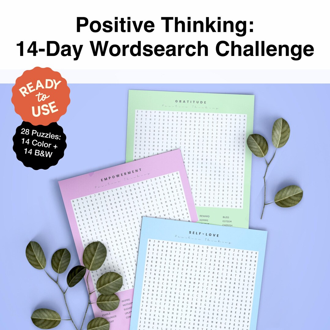 Positive Thinking - 14 Word Search Puzzles | Printable | Classroom and ...