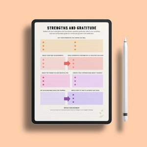 Gratitude and Strength Journal | Interactive Printable Worksheet | CBT ...