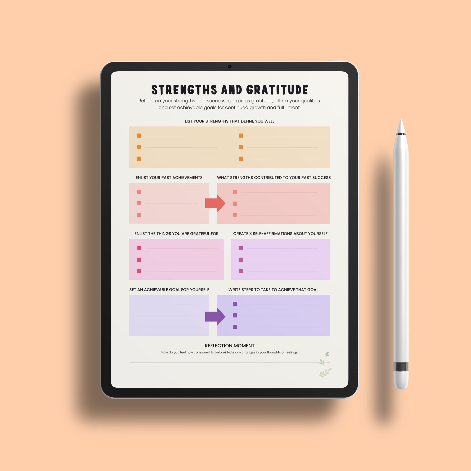 Gratitude and Strength Journal | Interactive Printable Worksheet | CBT ...