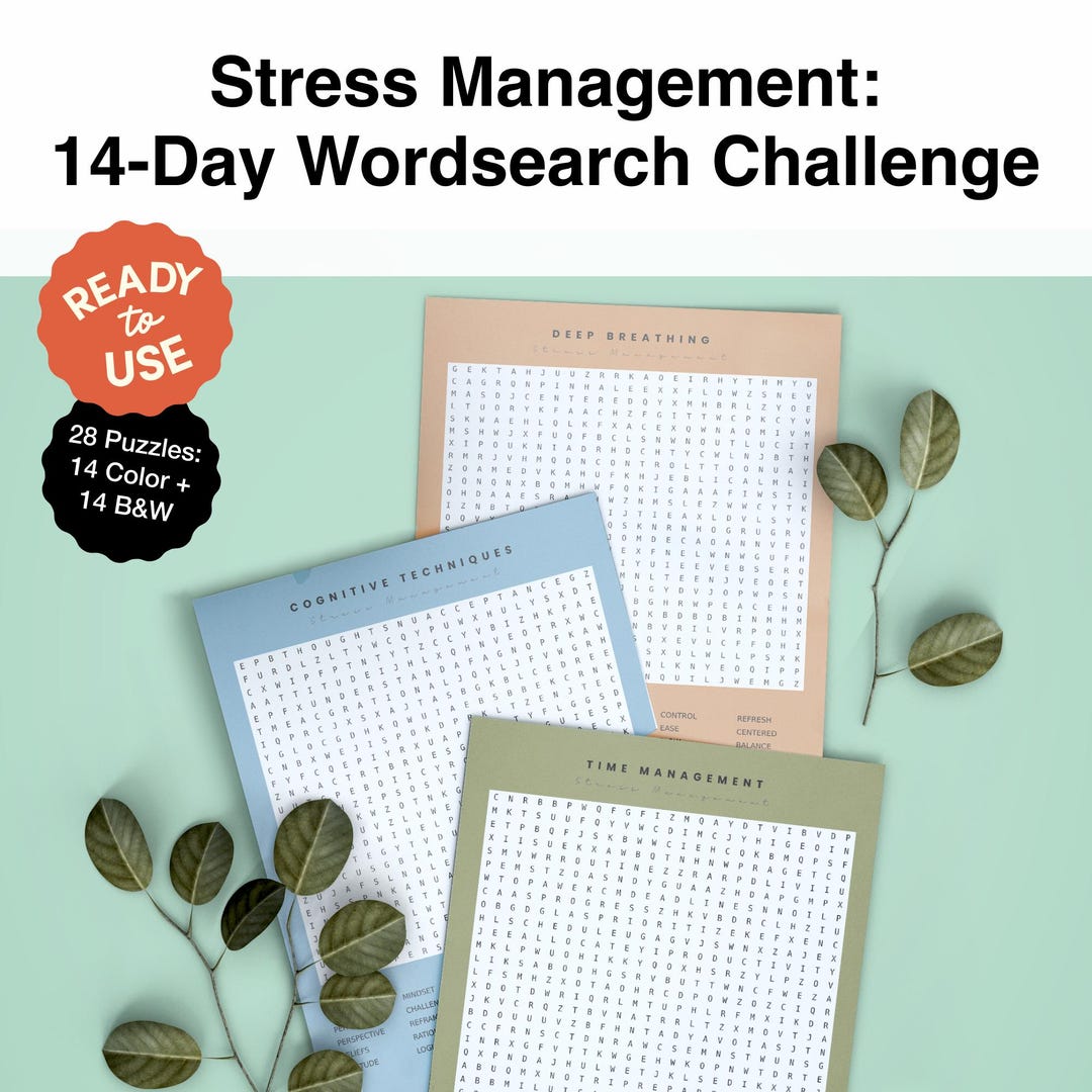 Stress Management - 14 Word Search Puzzles | Printable | Classroom and ...