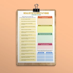 Realistic Expectations Worksheet | Fillable CBT Therapy Tool for Mental ...