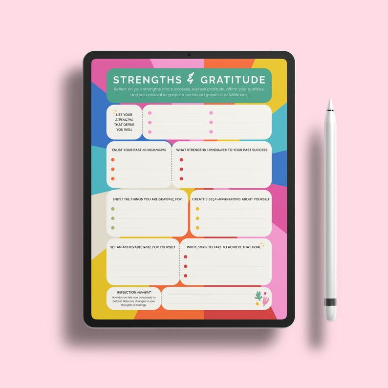 Strength and Gratitude Journal Printable Positive Psychology Activity ...
