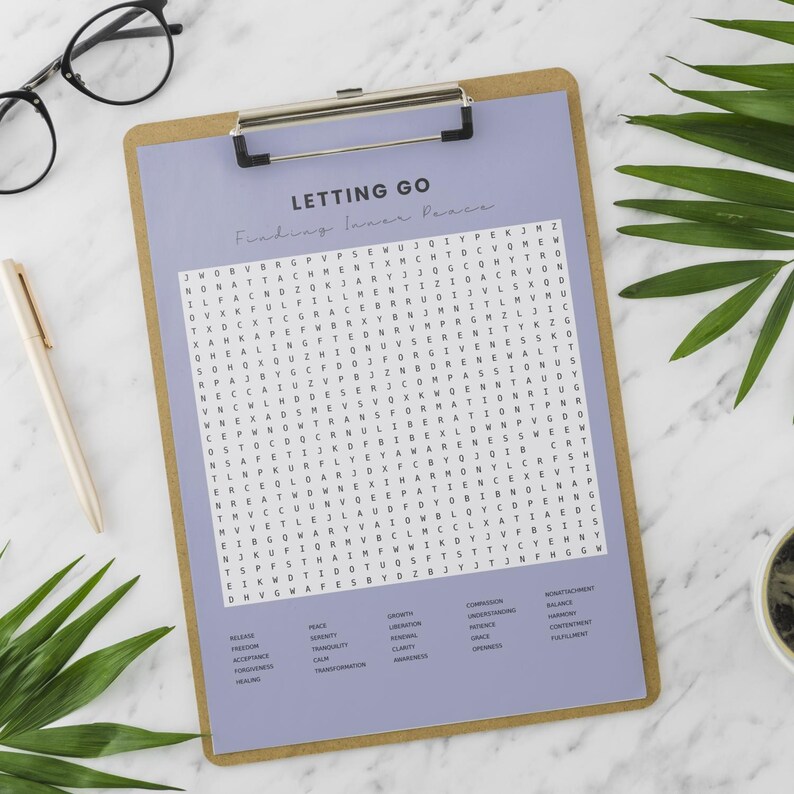 Finding Inner Peace 14 Word Search Puzzles Printable Classroom and ...