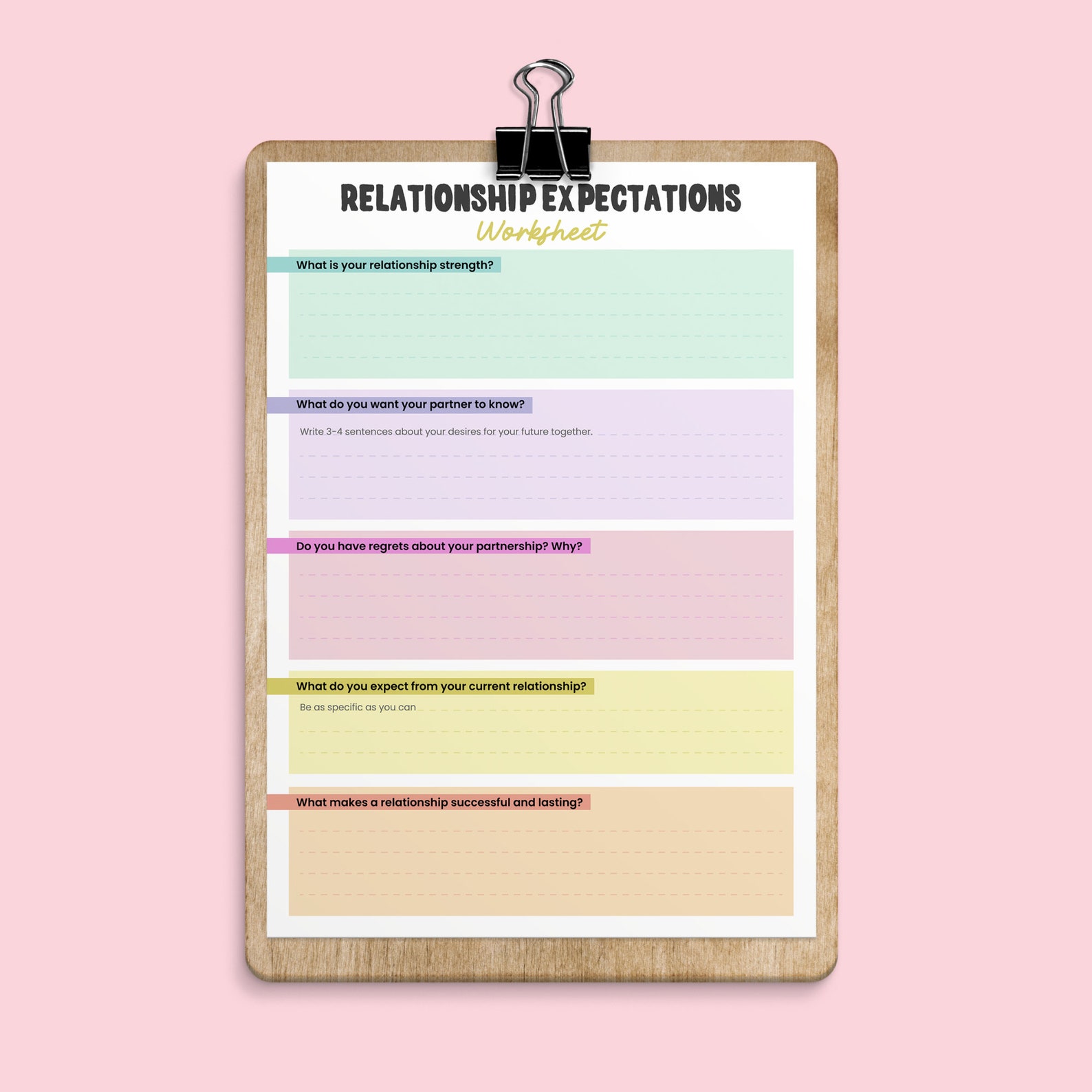 Relationship Expectations Worksheet: Fillable Workbook for Couples (PDF ...