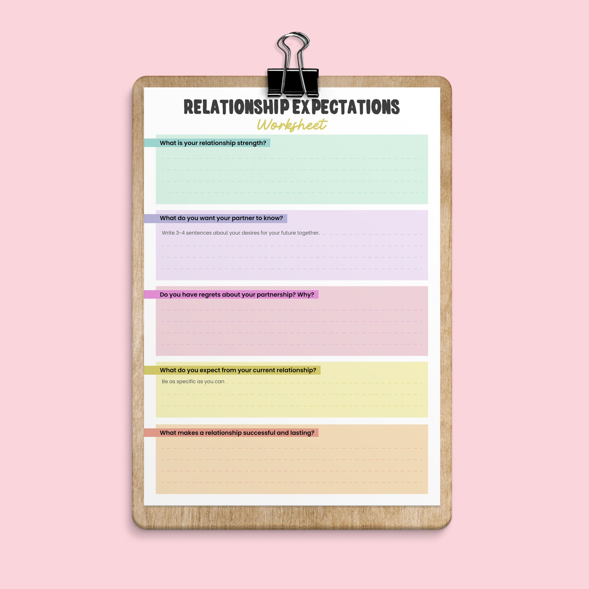 Relationship Expectations Worksheet | Fillable and Printable Workbook ...