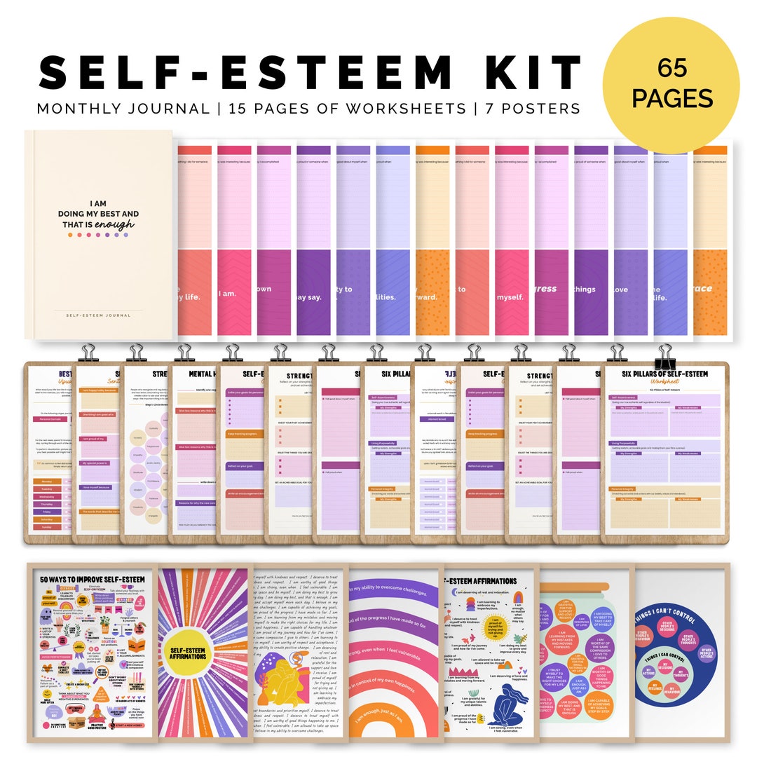23 Self-esteem Worksheets Printable Bundle 65 Pages for Personal ...