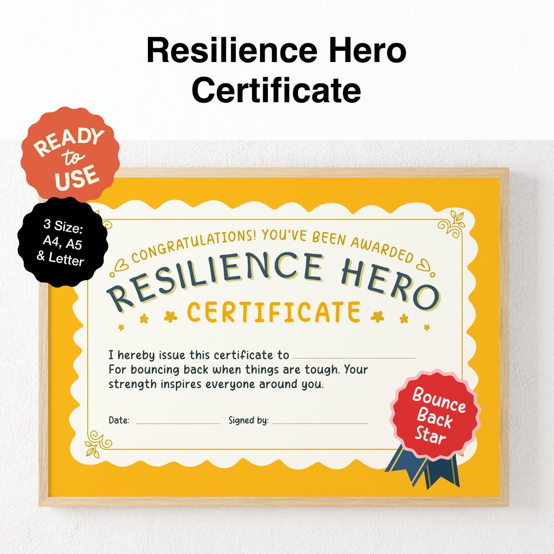 Resilience Hero Certificate of Achievement | Kids’ Resilience Award ...