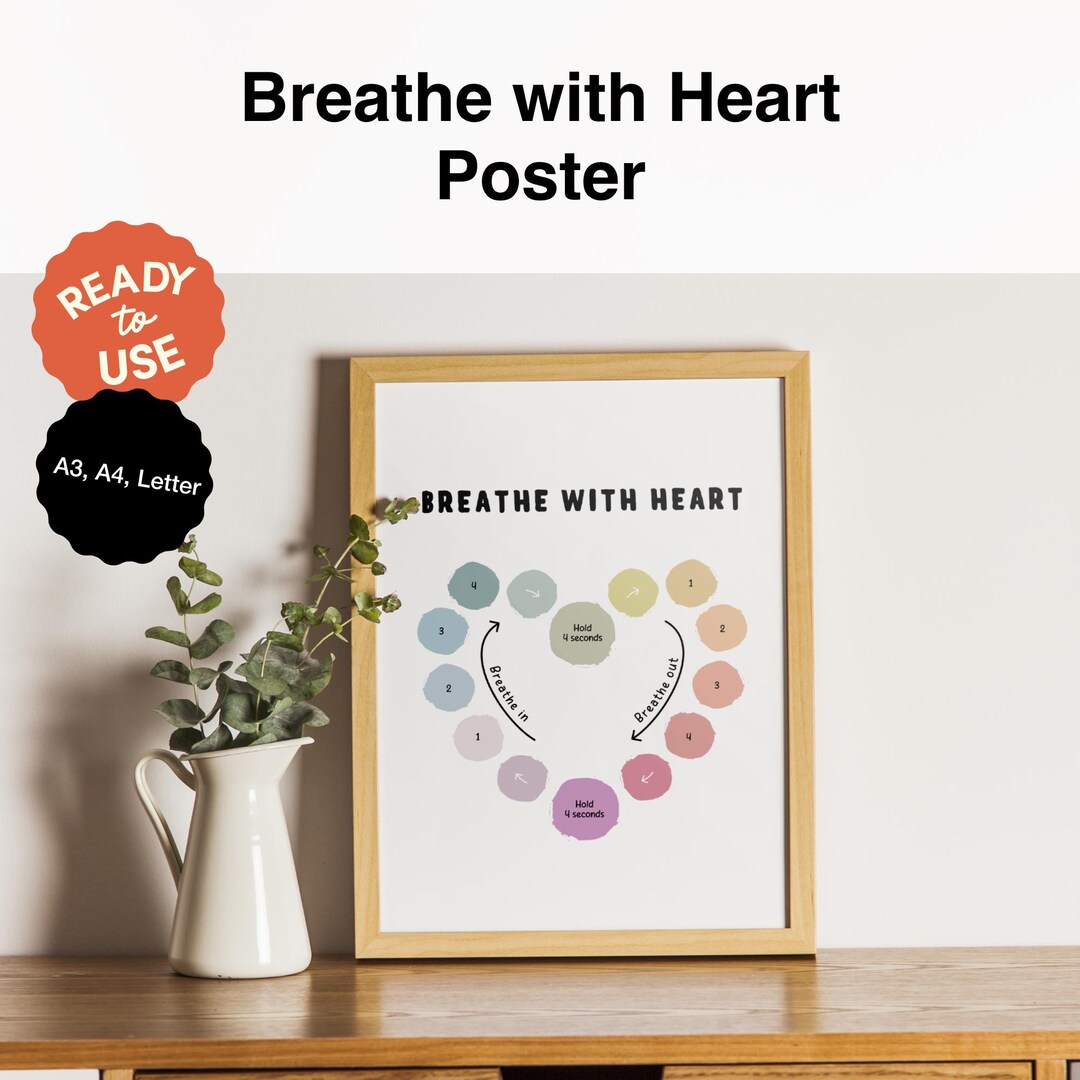 Breathing Poster | Breath Work Visual | Therapy Office & Classroom ...