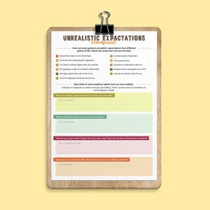 Unrealistic Expectations Worksheet | Printable Mental Health Activity ...