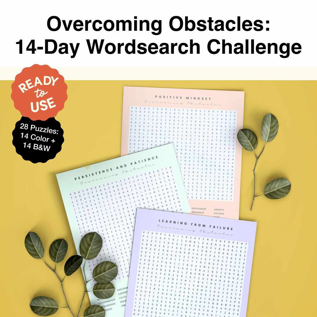 Overcoming Obstacles - 14 Word Search Puzzles | Printable | Classroom ...