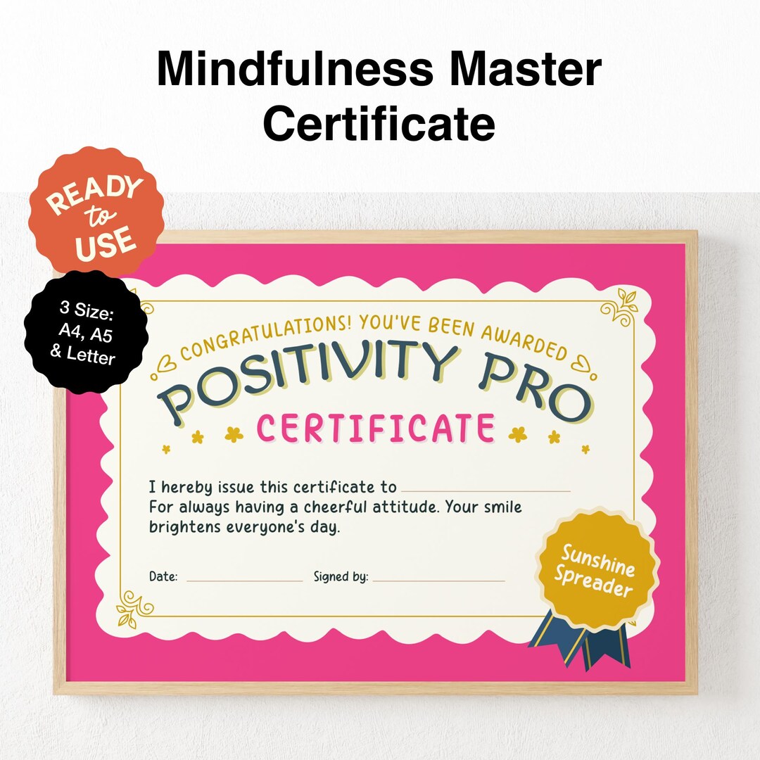 Positivity Pro Certificate of Achievement Classroom & Counselling ...